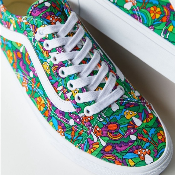 Vans | Shoes | Nwt Vans Mushroom Flower Rainbow Garden Print Old Skool ...